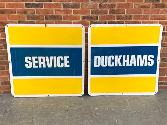 Two Aluminium Duckhams Service Signs | Saturday 5th & Sunday 6th ...