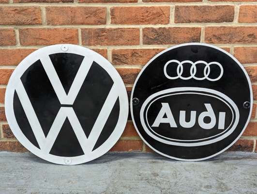Two Painted VW/Audi Circular Wooden Signs | Saturday 28th & Sunday 29th ...