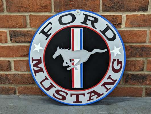 Painted Ford Mustang Circular Wooden Sign | Saturday 28th & Sunday 29th ...