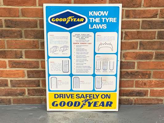 An Original Aluminium Goodyear Tyre Laws Sign | Saturday 1st & Sunday ...