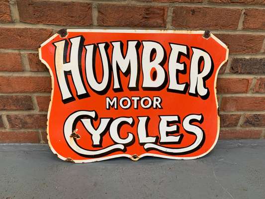 Enamel Humber Motor Cycles Sign | Saturday 1st & Sunday 2nd April ...