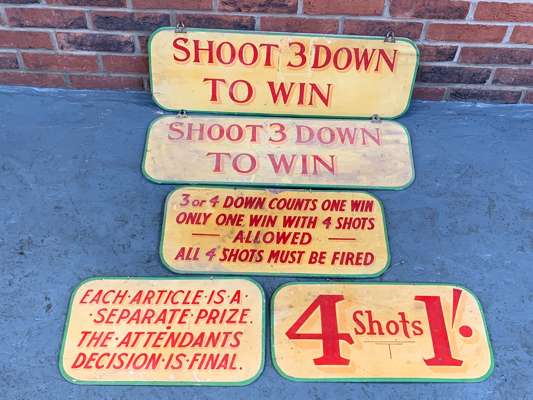 Five Vintage Painted Fairground Signs on Board | Saturday 1st & Sunday ...