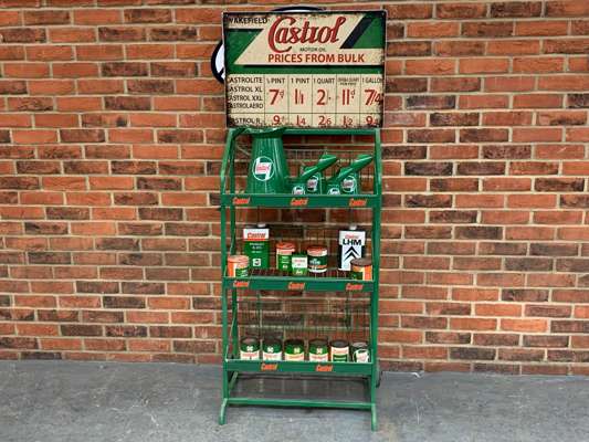 Castrol Wire Work Display Rack and a Quantity of Oil Cans and Jugs ...