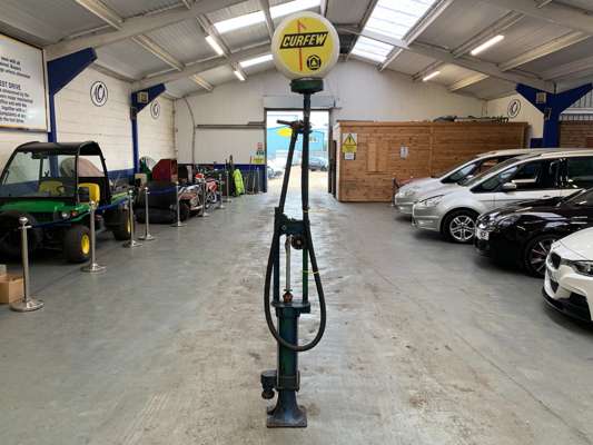 Early Wayne Handcranked Skeleton Petrol Pump With Original Curfew Globe ...