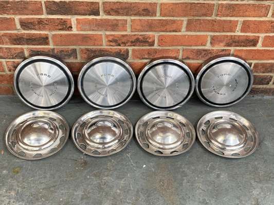 Set of Four Mini Hub Caps and Set of Ford Motor Company Hub Caps (8 ...