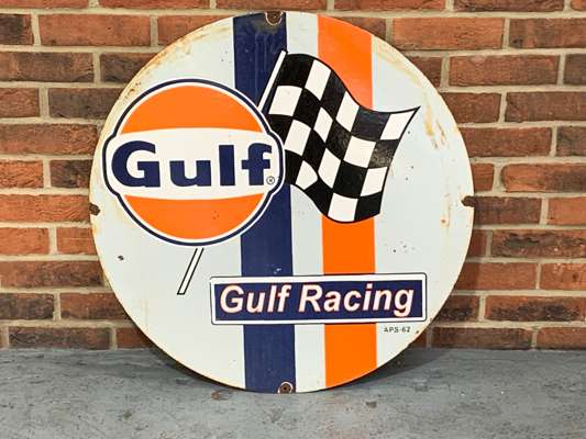 Gulf Racing Circular Enamel Sign | 6th & 7th April Automobilia | Anglia ...