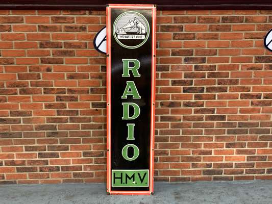 HMV Radio Large Enamel Sign | 6th & 7th April Automobilia | Anglia Car ...