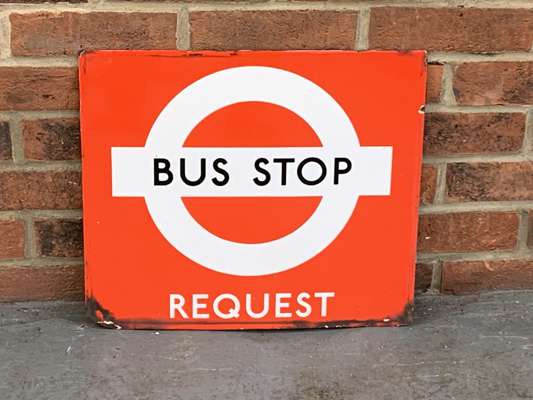 Original Bus Stop Request Enamel Sign | 6th & 7th April Automobilia ...