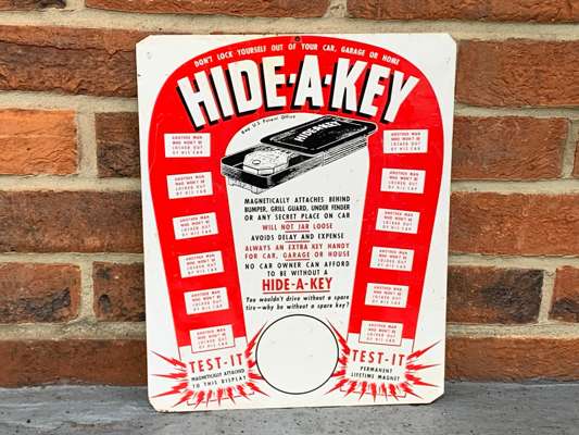 Hide-A-Key Tin Sign | 6th & 7th April Automobilia | Anglia Car Auctions