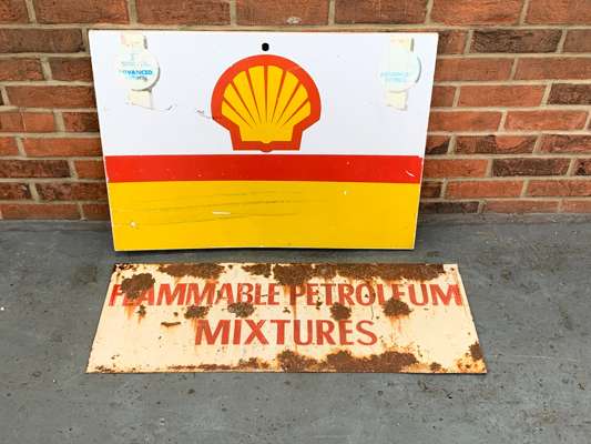 Metal Flammable Petroleum Warning Sign and Shell Petrol Pump Front (2 ...