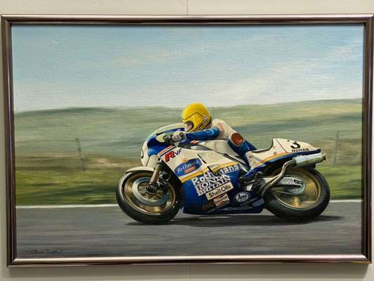 ROD ORGAN, “Joey Dunlop on the Mountain Mile, Isle of Man TT”, oil on ...