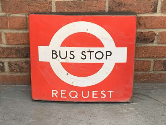 Bus Stop Request Enamel Sign | 22nd & 23rd June Automobilia | Anglia ...