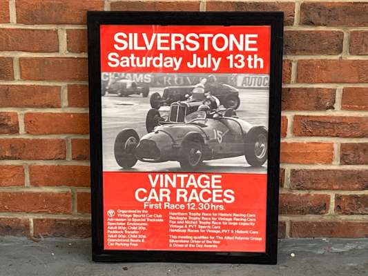 Original Silverstone Framed Vintage Car Races Poster | Sat 2nd & Sun ...