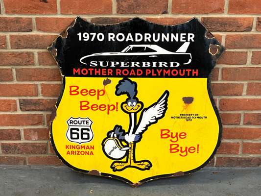 Road Runner Shield Enamel Sign | Sat 2nd & Sun 3rd November Automobilia ...