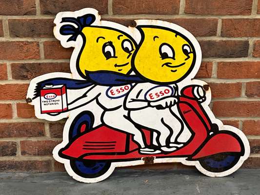 Esso Mr and Mrs Drip On A Scooter Small Enamel Sign | Sat 2nd & Sun 3rd ...