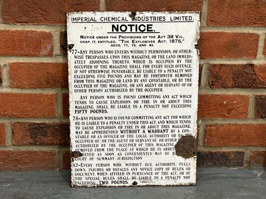 Imperial Chemical Industries Ltd Notice Sign | Sat 2nd & Sun 3rd ...