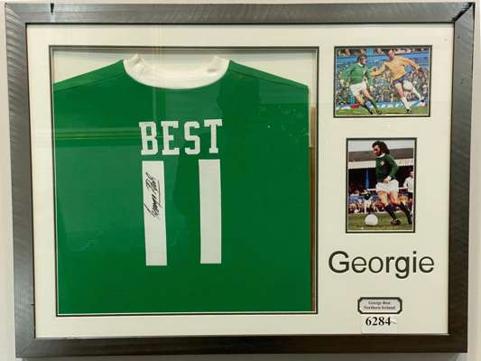 GEORGE BEST signed and framed Northern Ireland Shirt | Sat 7th December ...