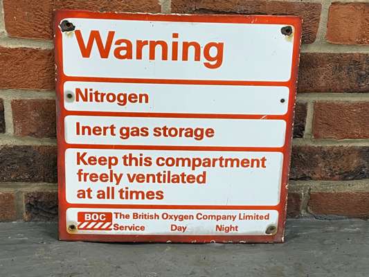 BOC Warning Enamel Sign | Sat 25th January Automobilia | Anglia Car ...