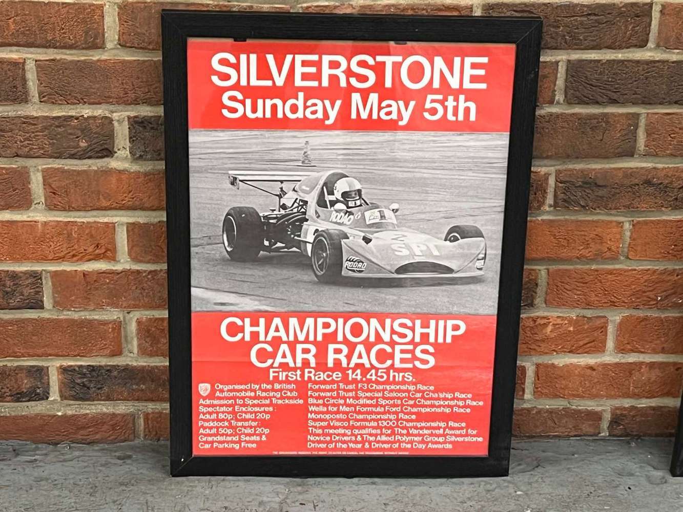 Original Framed Silverstone Championship Car Races Poster | Sat 25th ...