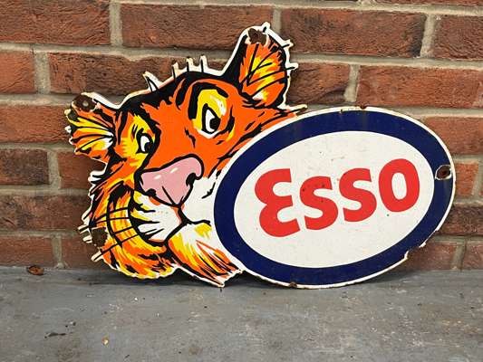 Esso Tiger Enamel Sign | Sat 25th January Automobilia | Anglia Car Auctions