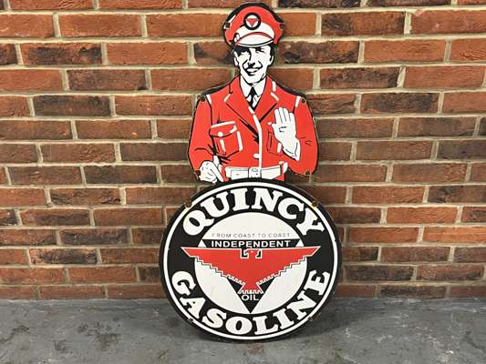 Quincy Gasoline Enamel Sign | Sat 25th January Automobilia | Anglia Car ...