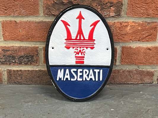 Maserati Cast Iron Sign | Sat 25th January Automobilia | Anglia Car ...