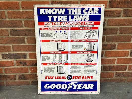 Goodyear Tyre Laws Tin Sign | Sat 5th April Automobilia | Anglia Car ...