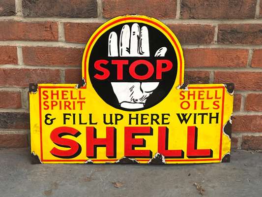 Shell Stop Fill Up Here Enamel Sign | Sat 5th April Automobilia ...