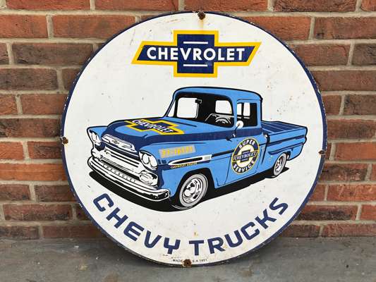 Chevrolet “Chevy Trucks” Circular Enamel Sign | Sat 5th April ...