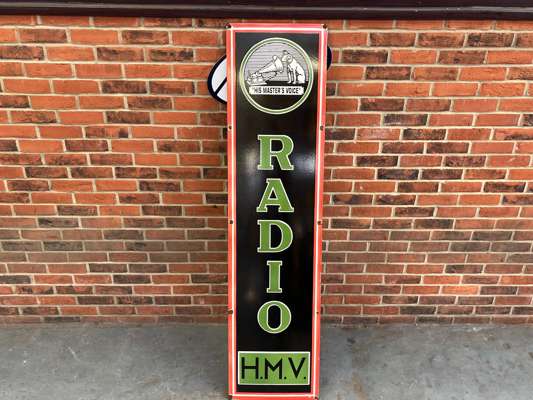 HMV Large Radio Enamel Sign | Sat 5th April Automobilia | Anglia Car ...