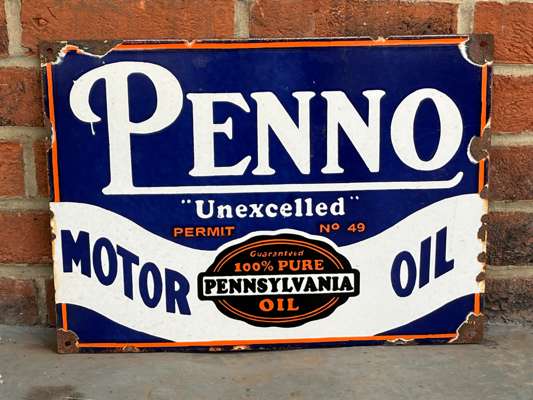 Penno Motor Oil Enamel Sign | Sat 14th June Automobilia | Anglia Car ...