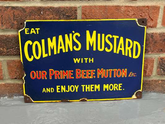 Eat Colmans Mustard Enamel Sign | Sat 14th June Automobilia | Anglia ...