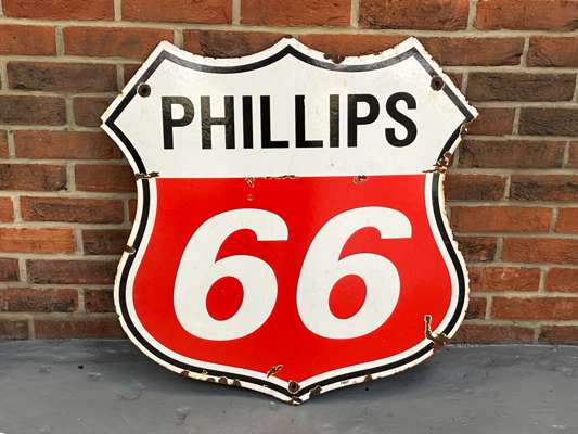 Phillips 66 Shield Enamel Sign | Sat 14th June Automobilia | Anglia Car ...