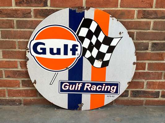 Gulf Racing Circular Enamel Sign | Sat 14th June Automobilia | Anglia ...