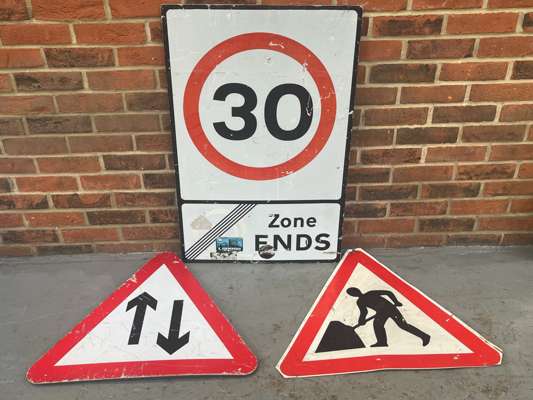 30MPH Zone Ends Sign and Two Road Warning Signs | Sat 14th June ...