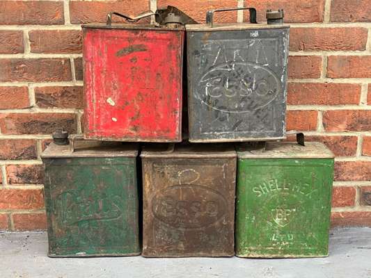 Five Vintage Two Gallon Fuel Cans to Include Esso Racing No1 Can | Sat ...