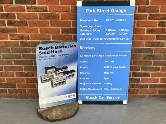 Two Bosch Batteries Forecourt Display Signs | Sat 14th June Automobilia ...