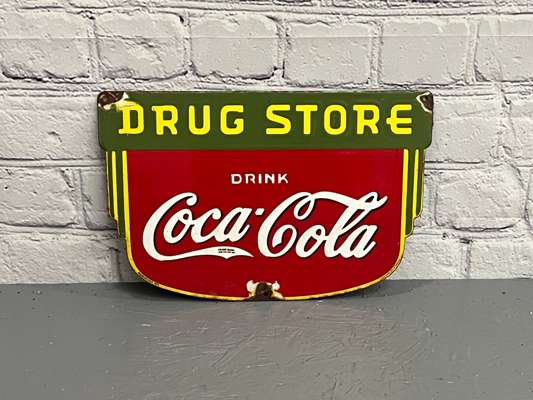 Drug Store Drink Coca-Cola Enamel Sign | Sat 30th August Automobilia ...