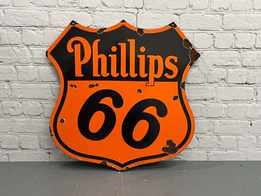 Phillips 66 Enamel Shield Sign | Sat 30th August Automobilia | Anglia ...