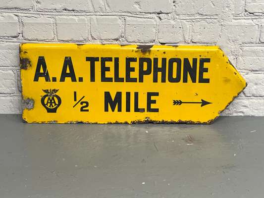 AA Telephone ½ Mile Directional Sign | Sat 30th August Automobilia ...