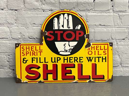 Stop “Fill up With Shell” Enamel Sign | Sat 30th August Automobilia ...