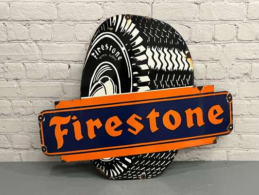Firestone Tyres Enamel Sign | Sat 1st November Automobilia | Anglia Car ...