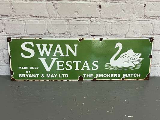 Swan Vesta Matches Enamel Sign | Sat 31st January Automobilia | Anglia ...