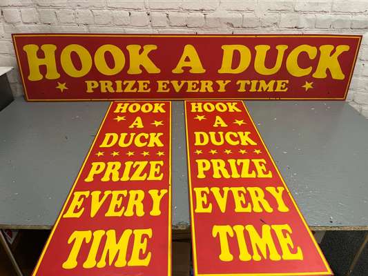 Three Fairground “Hook a Duck” Signs on Plastic Board | Sat 31st ...