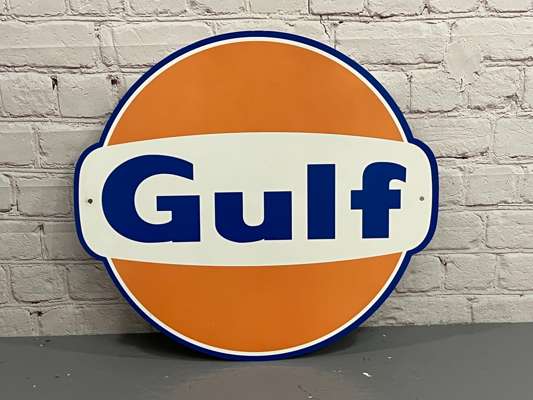 Gulf Emblem Metal Sign | Sat 11 April Automobilia & Sun 12 April Reg ...